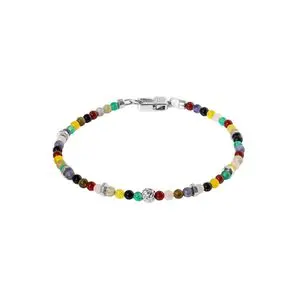 Tateossian Nodo Semi-precious Bracelet In Rhodium Plated Silver With Multicolour Beads - Gray