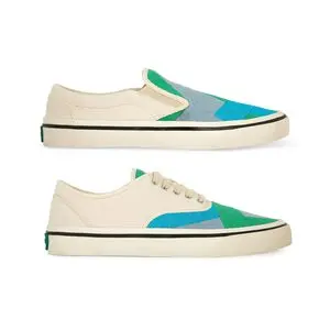 SPRINGA | UNIQUE VULCANIZED SNEAKERS ITALIAN HANDMADE Wrong Checked Green Sneakers - White