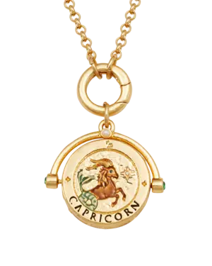 FABLE ENGLAND Capricorn Zodiac Spinner Necklace - Gold