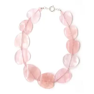 Shar Oke Heart Shaped Rose Quartz Necklace With Sterling Silver Clasp - Pink/silver
