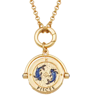 FABLE ENGLAND Pisces Zodiac Spinner Necklace - Gold