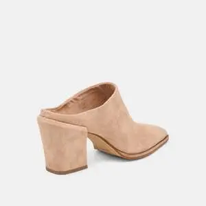 DOLCEVITA Lindi Suede Block Heel Mules - Toffee Suede