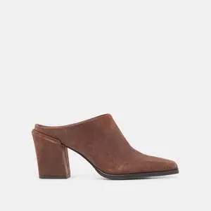 DOLCEVITA Lindi Suede Block Heel Mules - Coffee Suede