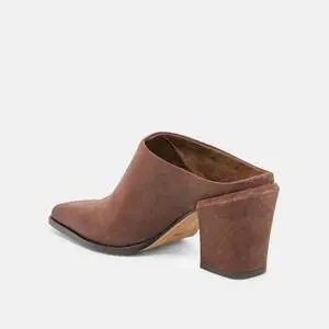 DOLCEVITA Lindi Suede Block Heel Mules - Coffee Suede