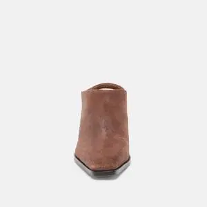 DOLCEVITA Lindi Suede Block Heel Mules - Coffee Suede