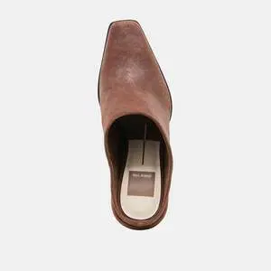DOLCEVITA Lindi Suede Block Heel Mules - Coffee Suede