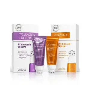 LOVERY Korean Skincare Eye Roller Serum Duo Collagen + Retinol And Vitamin C Brightening Under Eye Treatment Set - Multi