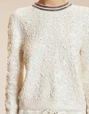 Cynthia Rowley Sequined Crewneck Pullover