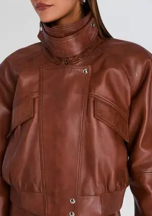 Retrofete Lykke Leather Jacket - Cigar