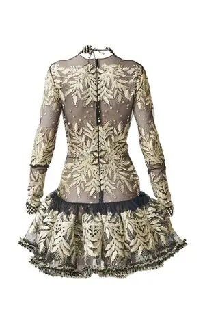 JUOZAS STATKEVICIUS Long-sleeve Embroidered Tulle Mini Dress
