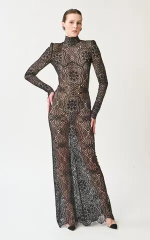 JUOZAS STATKEVICIUS Guipure Lace Trumpet Maxi Dress