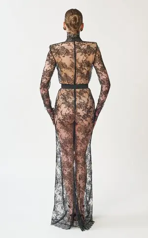 JUOZAS STATKEVICIUS Guipure Lace Column Maxi Dress