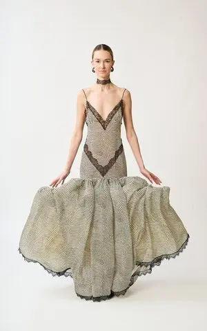 JUOZAS STATKEVICIUS Chiffon And Lace Maxi Dress