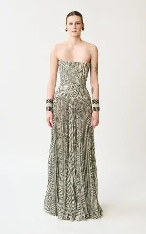 JUOZAS STATKEVICIUS Corset Chiffon Maxi Dress