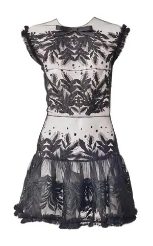 JUOZAS STATKEVICIUS Sleeveless Embroidered Tulle Mini Dress - Black