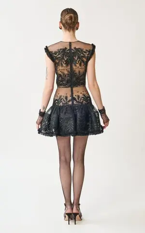 JUOZAS STATKEVICIUS Sleeveless Embroidered Tulle Mini Dress