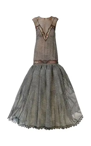 JUOZAS STATKEVICIUS Sleeveless Chiffon And Lace Maxi Dress - Multi