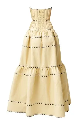 JUOZAS STATKEVICIUS Voluminous Jacquard Corset Maxi Dress - Yellow