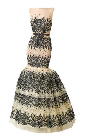 JUOZAS STATKEVICIUS Sleeveless Embroidered Tulle Mermaid Gown - Multi