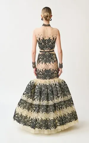 JUOZAS STATKEVICIUS Sleeveless Embroidered Tulle Mermaid Gown
