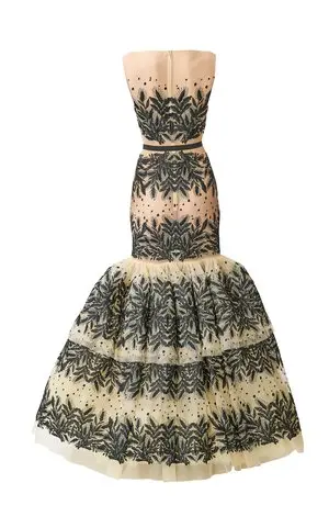 JUOZAS STATKEVICIUS Sleeveless Embroidered Tulle Mermaid Gown