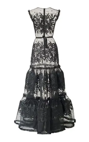 JUOZAS STATKEVICIUS Sleeveless Embroidered Tulle Gown