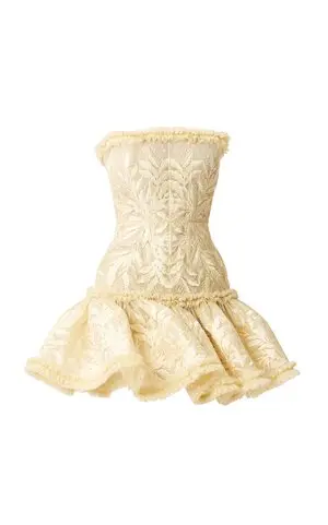 JUOZAS STATKEVICIUS Embroidered Tulle Corset Mini Dress - Yellow