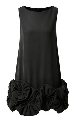 JUOZAS STATKEVICIUS Sleeveless Crepe Floral-appliqué Mini Dress - Black