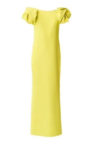 JUOZAS STATKEVICIUS Puff-sleeve Crepe Column Maxi Dress - Yellow