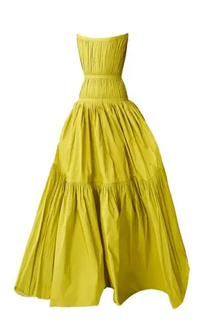 JUOZAS STATKEVICIUS Draped Corset Taffeta Maxi Dress