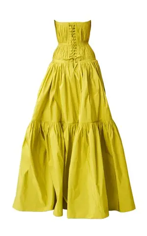 JUOZAS STATKEVICIUS Draped Corset Taffeta Maxi Dress