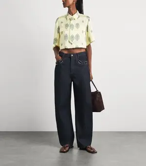 Sandro Paisley Tie-detail Crop Top