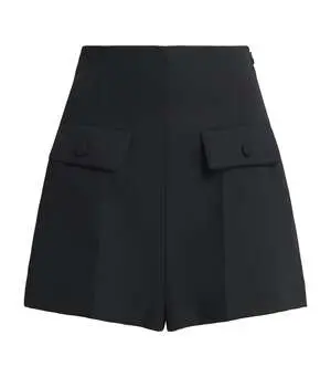 Sandro Wool High-rise Shorts - Black