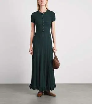 Sandro Pointelle-knit Midi Dress