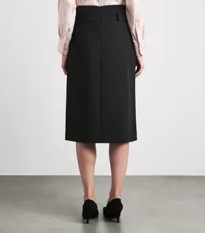 Sandro Wool Double-waistband Midi Skirt