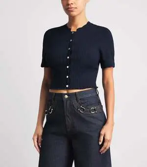 Sandro Rib-knit Cropped Cardigan