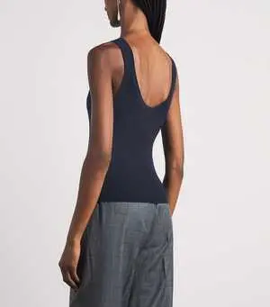 Sandro Rib-knit Contrast-placket Tank Top