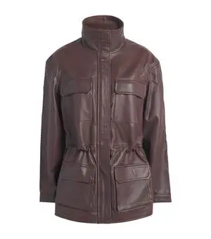 Sandro Oversized Leather Jacket - Red