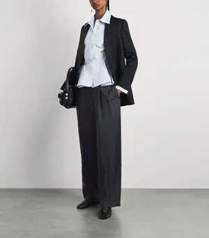 Sandro Wool Stripe Pleated Trousers