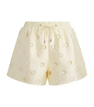 Sandro Rhinestone Cut-out Shorts - Beige