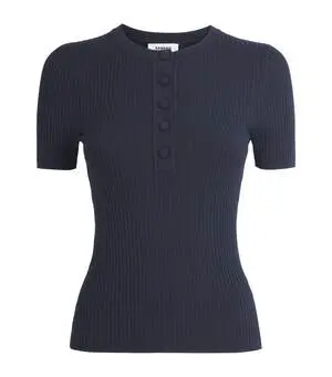 Sandro Rib-knit Short-sleeve Sweater - Blue