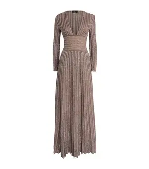 Missoni Long-sleeve V-neck Maxi Dress - Pink