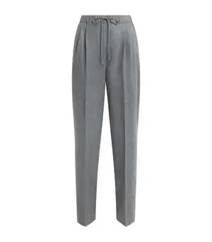 Max Mara Cashmere Drawstring Straight Trousers - Grey