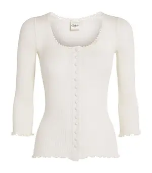 Chloé Cotton-silk Ribbed Cardigan