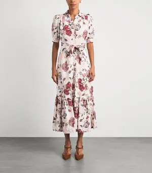 ME+EM Floral Print Shirt Maxi Dress