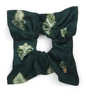Sandro Silk Floral Print Scrunchie - Green