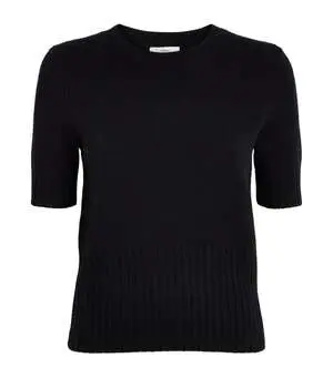 Vince Wool-cashmere Short Sleeve Sweater - Black