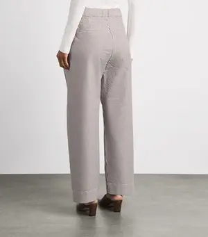 ME+EM Seersucker Stripe Wide-leg Trousers