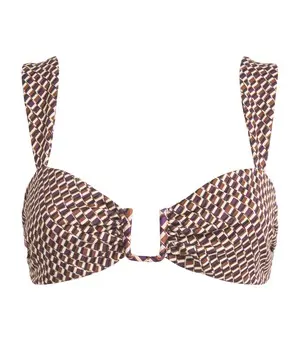 AWAY THAT DAY Geometric Print Cannes Bikini Top