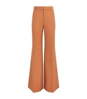 Chloé Wool Flared Trousers - Brown